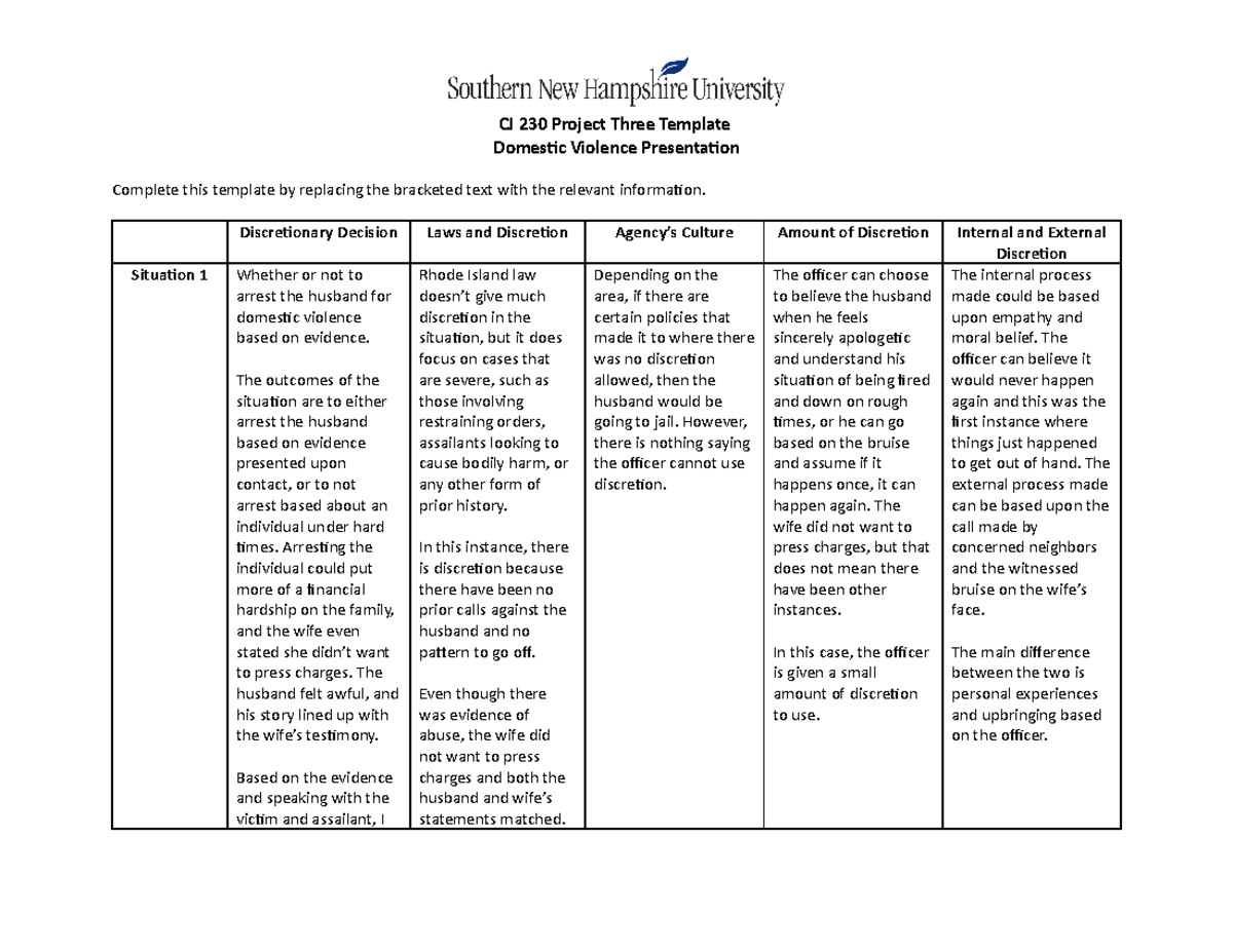 Freise CJ 230 Project Three Template - CJ 230 Project Three Template ...