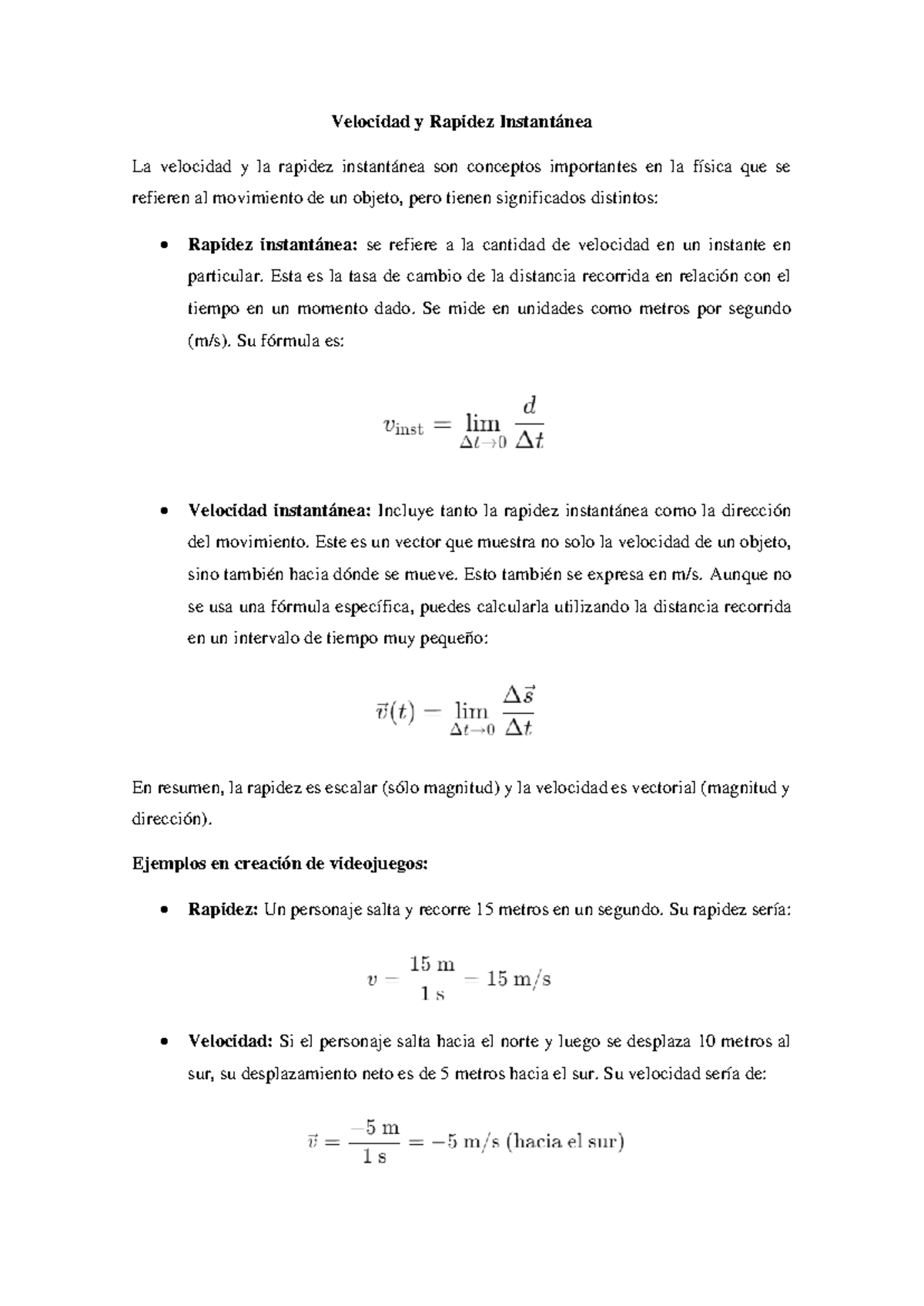 Velocidad y Rapidez Instantánea fisica - Velocidad y Rapidez ...