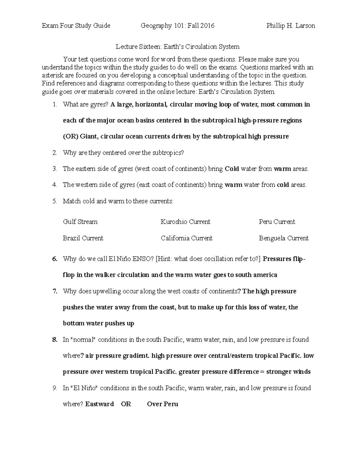 16Lecture Sixteen Earths Circulation System Study Guide - Exam Four ...