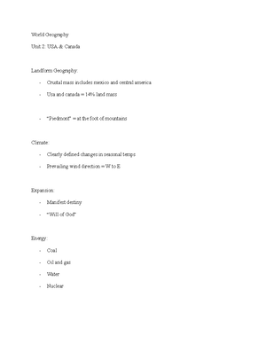 World Geography Unit 1 Notes - World Geography (GEOG 104) Unit 1: Shape ...
