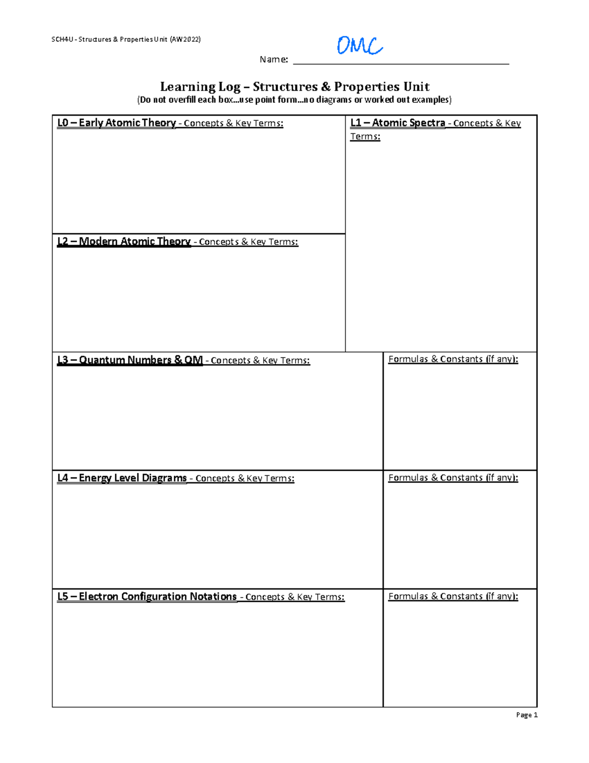 1 - Structures Unit Booklet (2022 - 2023) omc - Page 1 Name: - Studocu