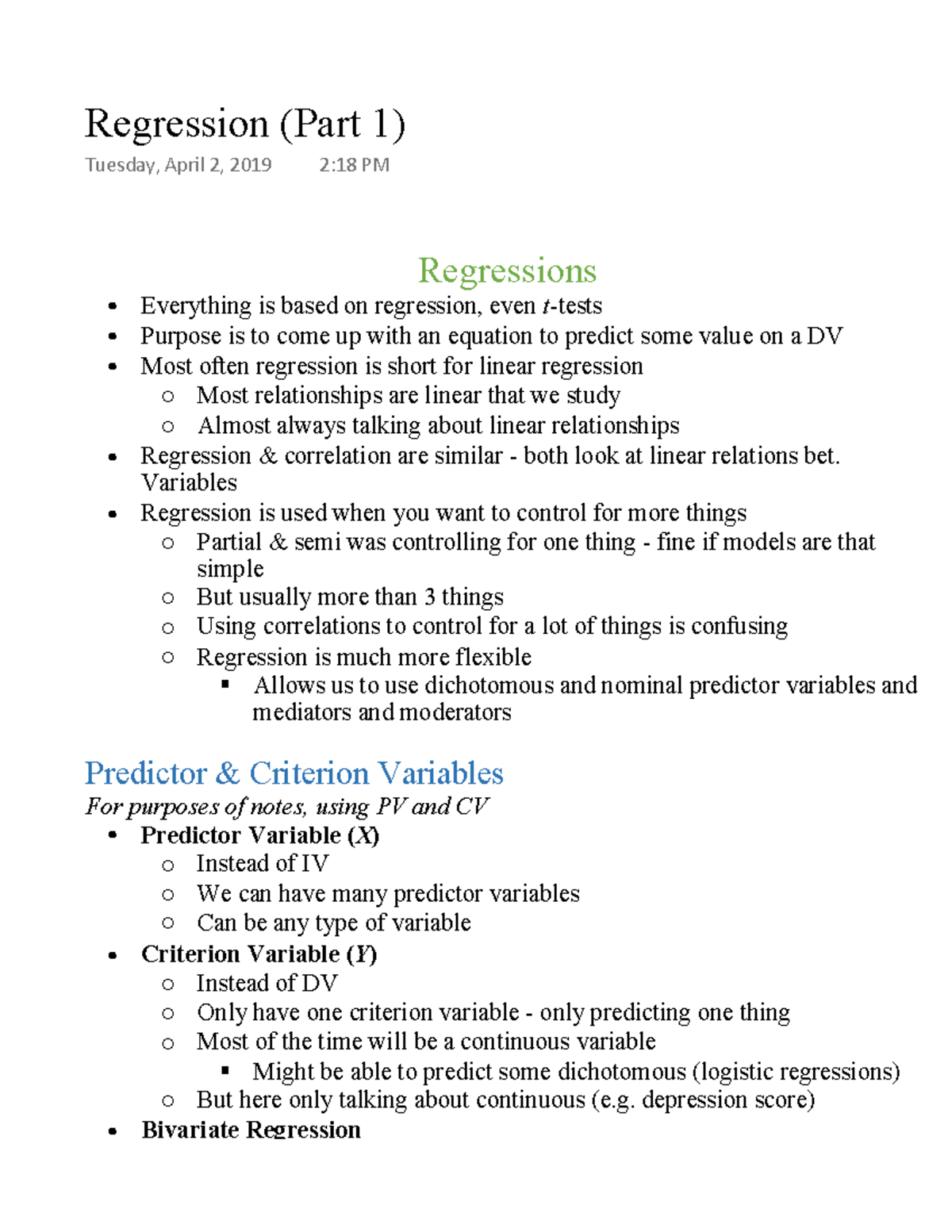 Des Notes Regression Part 1 Warning Tt Undefined Function 32 Regressions Everything Is 