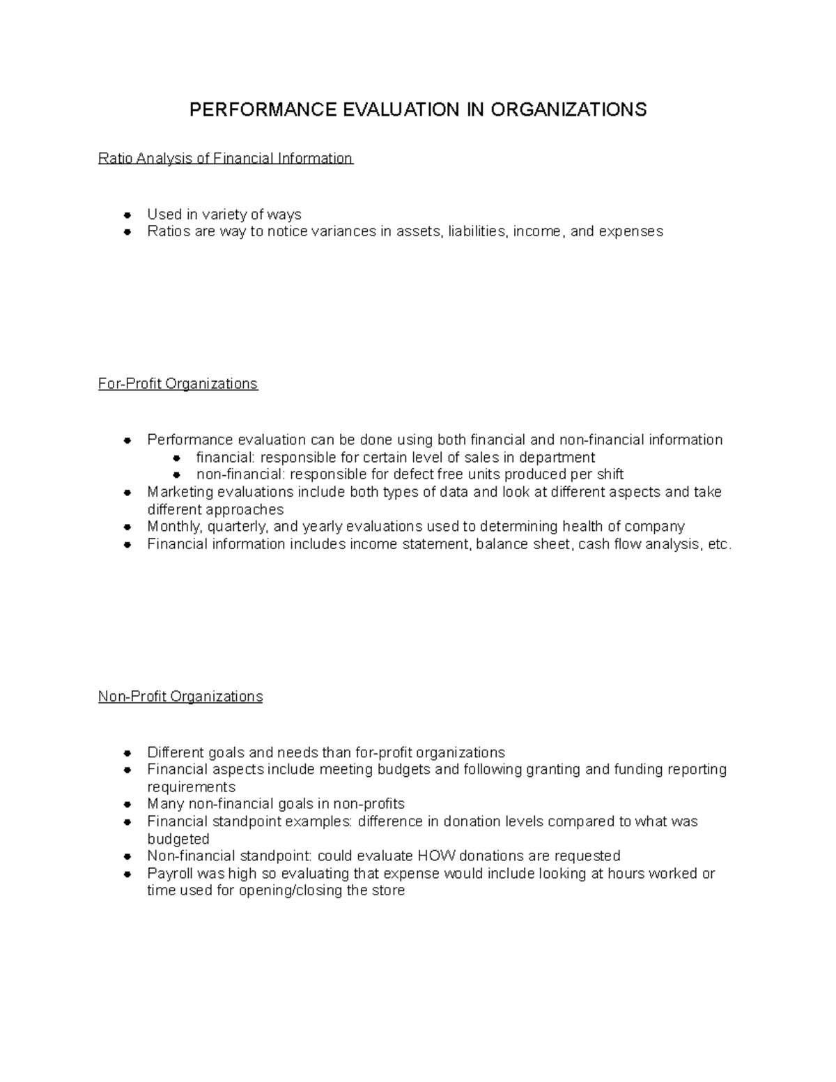 Accounting for Managers Notes 28 - PERFORMANCE EVALUATION IN ...