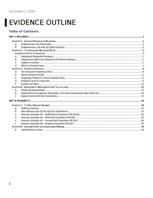 Evidence Rules Outline - Fall 2023 EVIDENCE 1. RELEVENCE A. Logical and ...