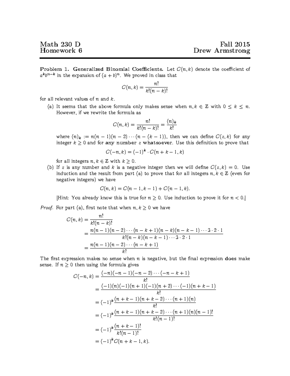 Fall 15, hw 6 sol - homework - Math 230 D Fall 2015 Homework 6 Drew ...