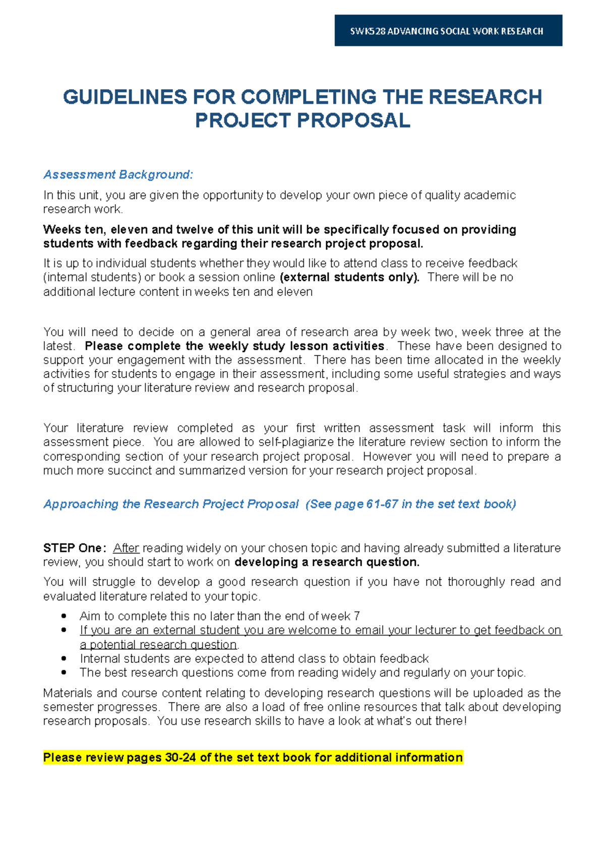 Assessment guidelines research proposal SWK312 - GUIDELINES FOR ...