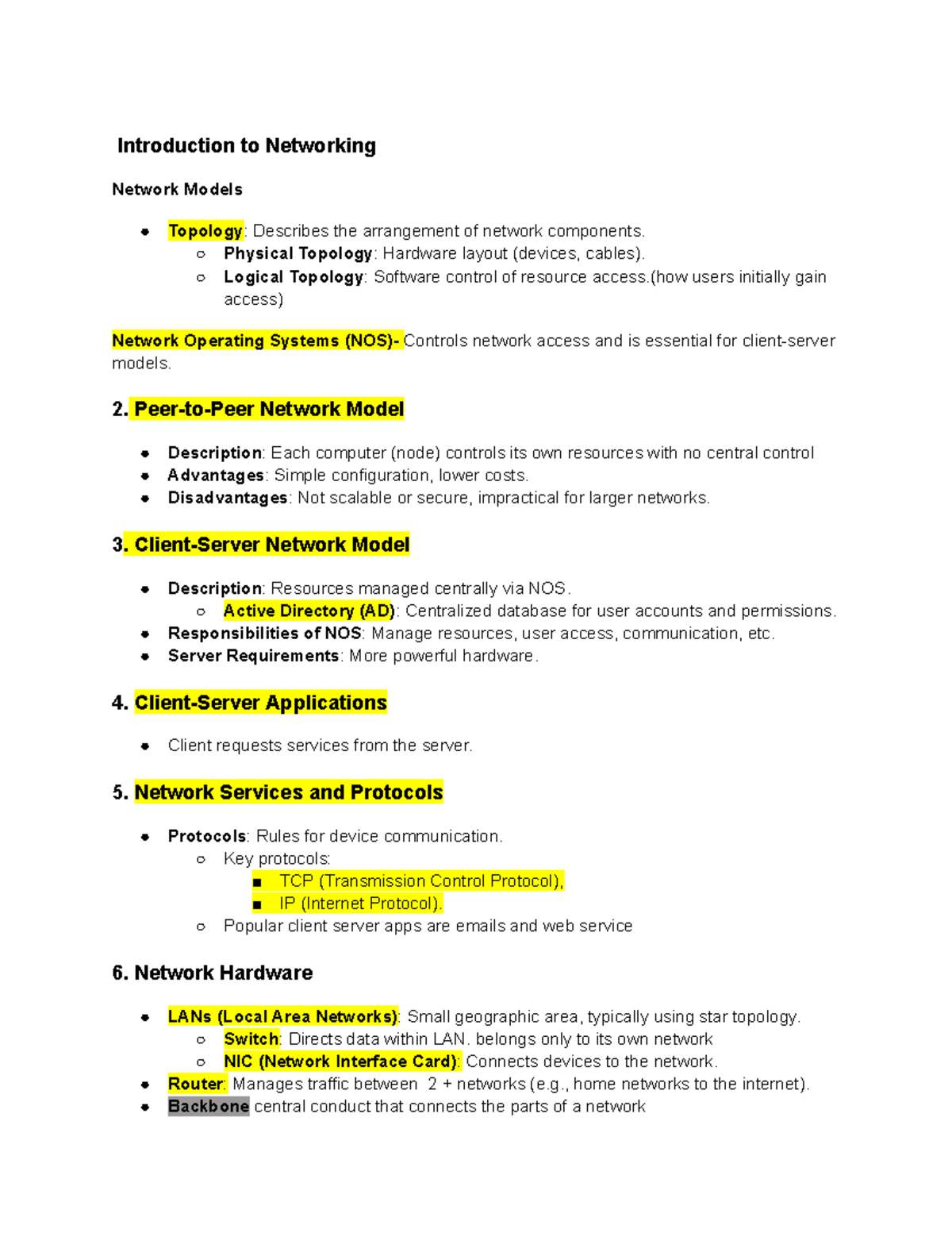 Itm 301 midterm shortened notes - Introduction to Networking Network ...