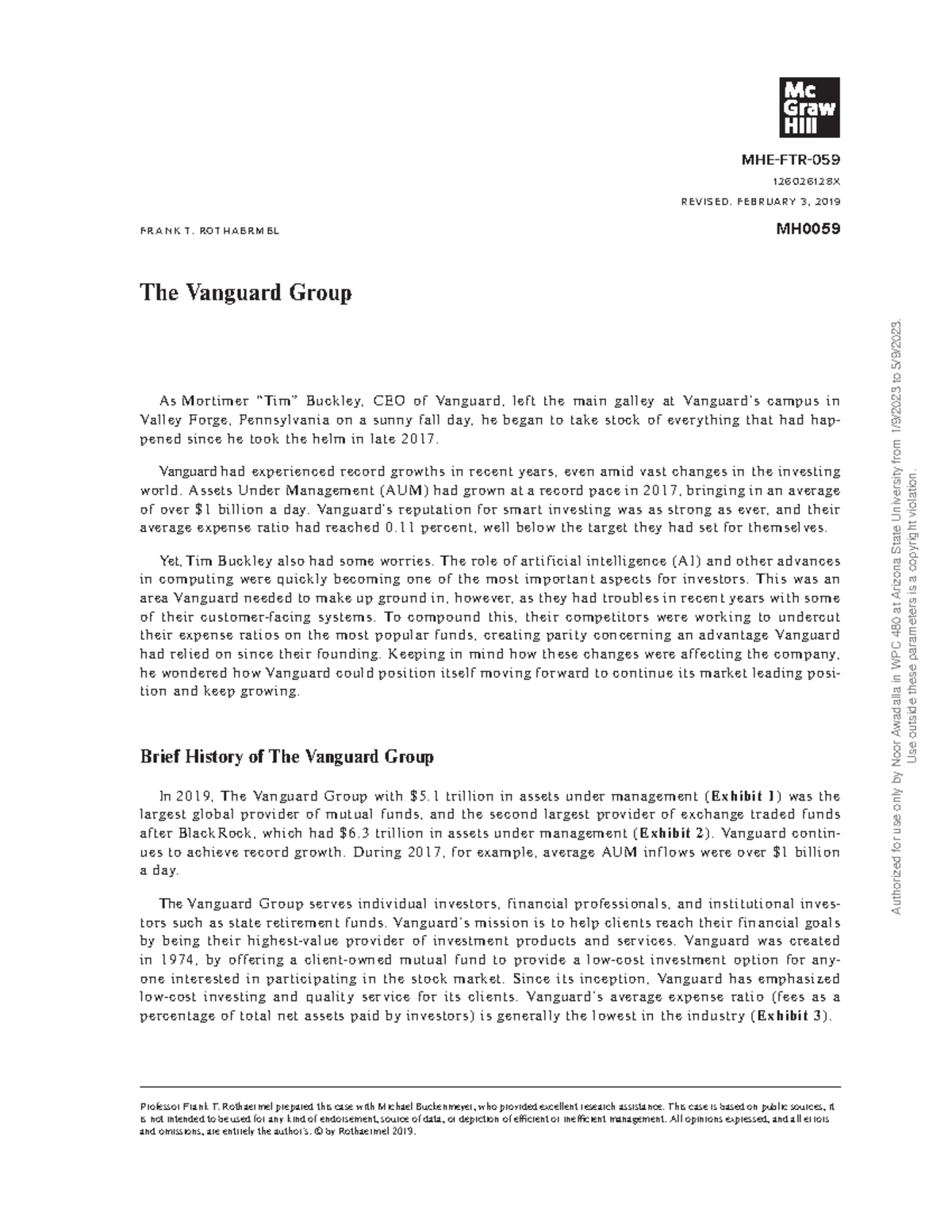 MH0059 pcu - The Vanguard group article - FR ANK T. ROT H A E R M E L ...