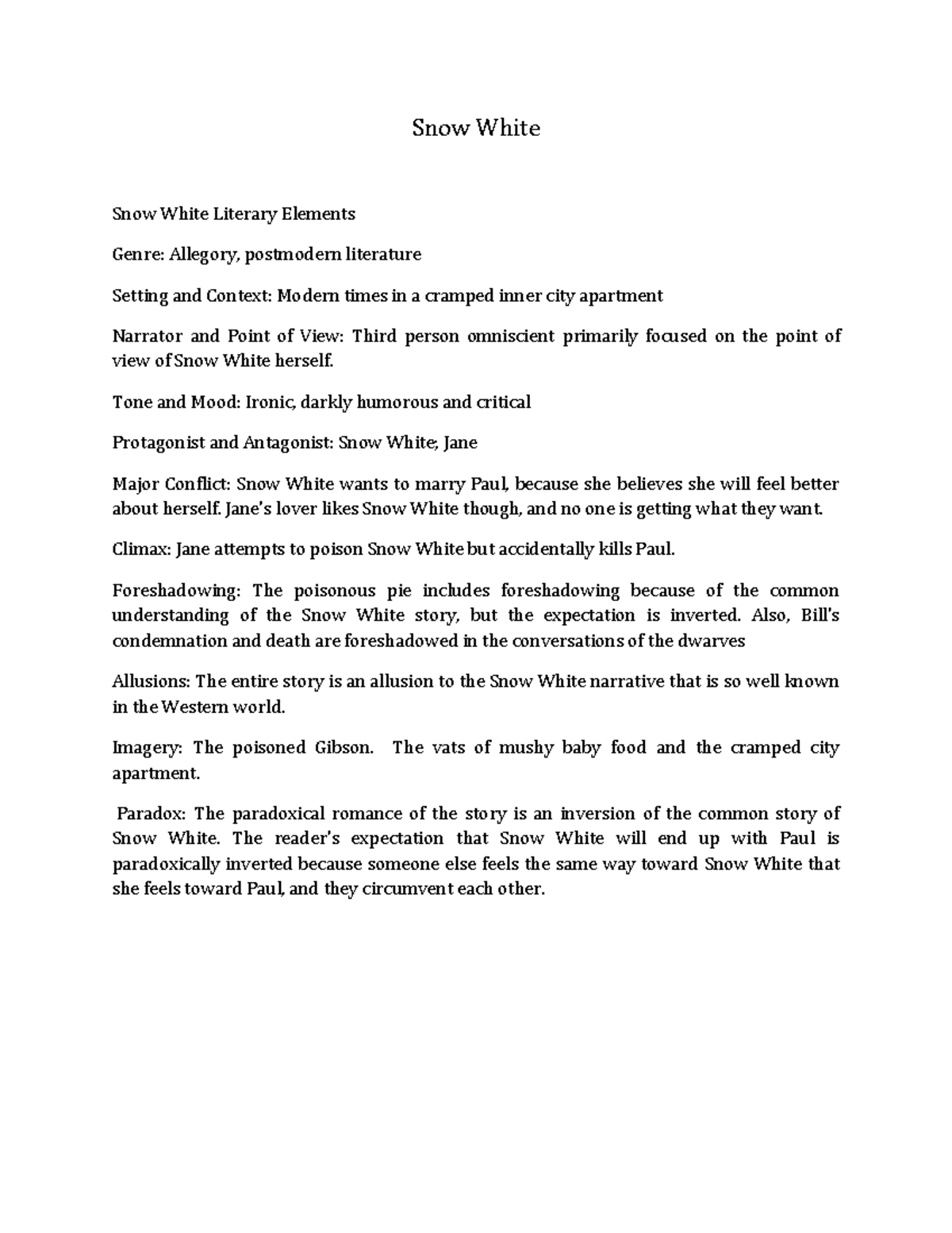 Snow-White-3 - literary piece analysis - Snow White Snow White Literary ...