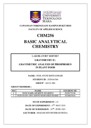 Tutorial chapter 5 CHM256 - CHM 256 TUTORIAL 5 a) What is volumetric analysis? b) Sketch and ...