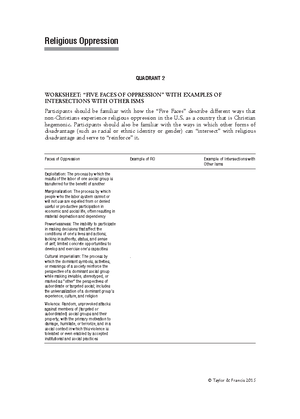 5 faces of oppression handout - Title: “Five Faces of Oppression ...