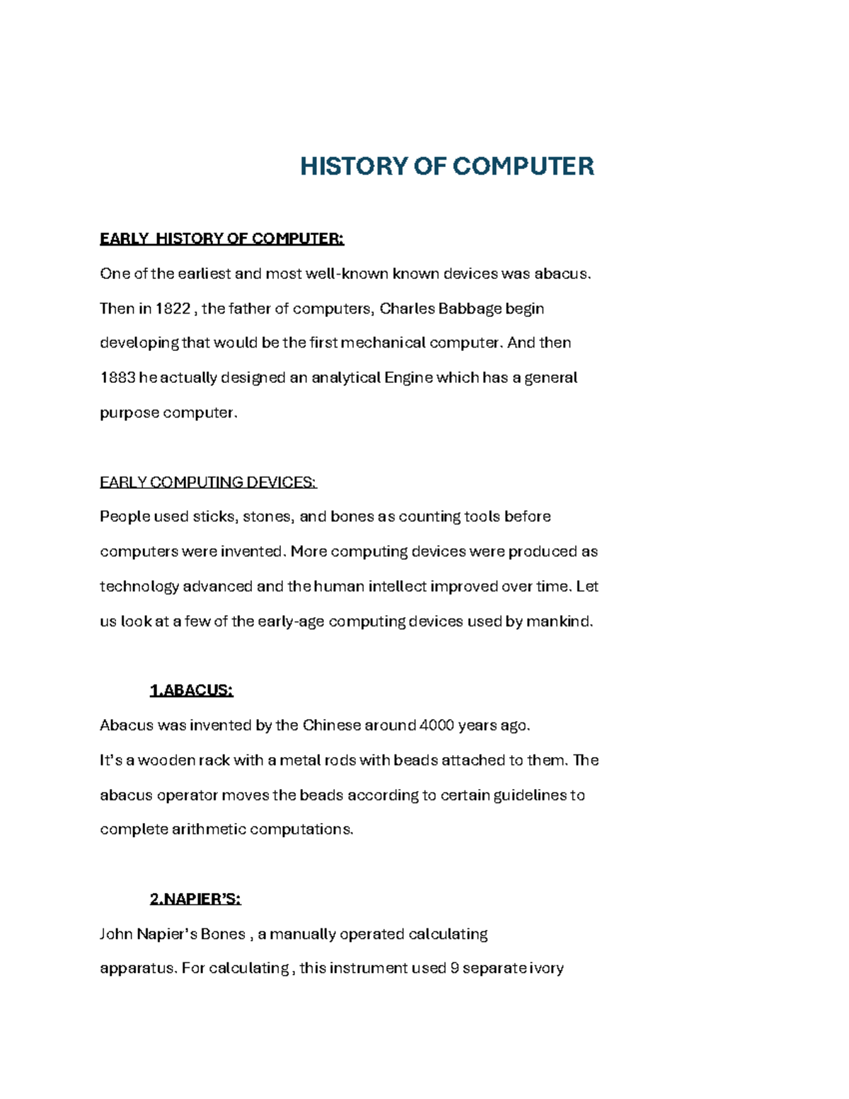 History OF Computer - HISTORY OF COMPUTER EARLY HISTORY OF COMPUTER ...