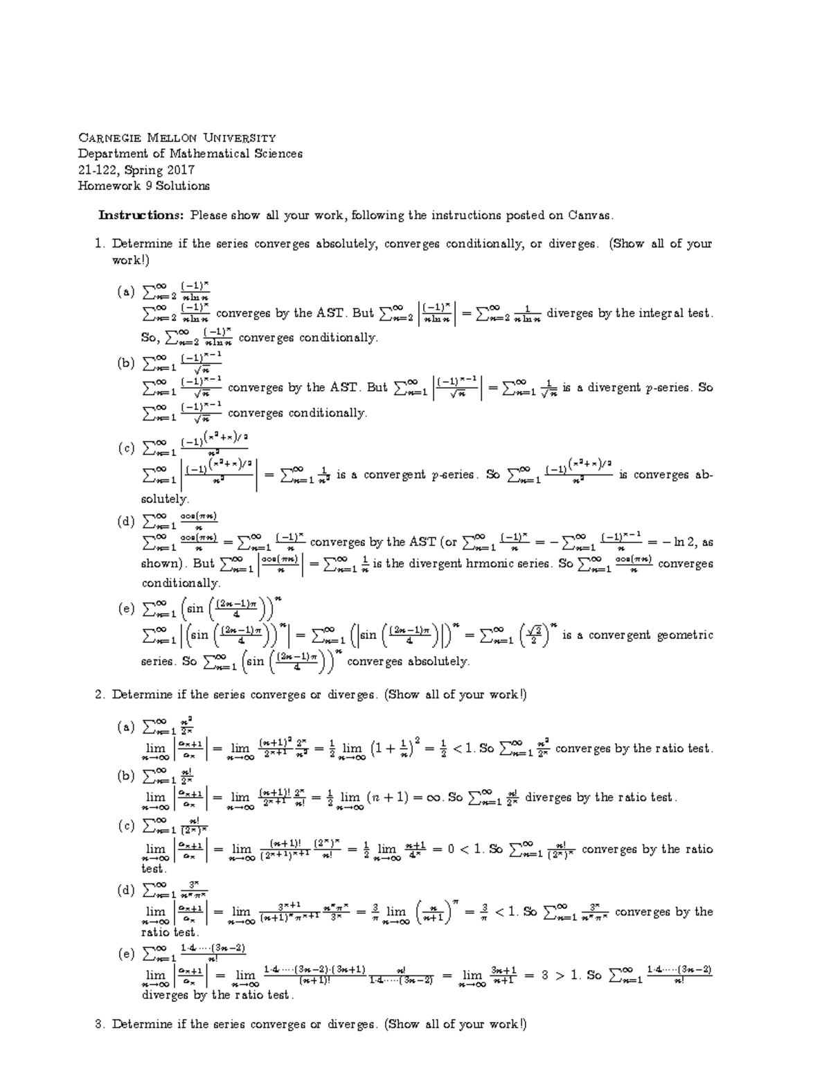 9 - Tim Flaherty, HW 9 - Integration, Differential Equations And ...