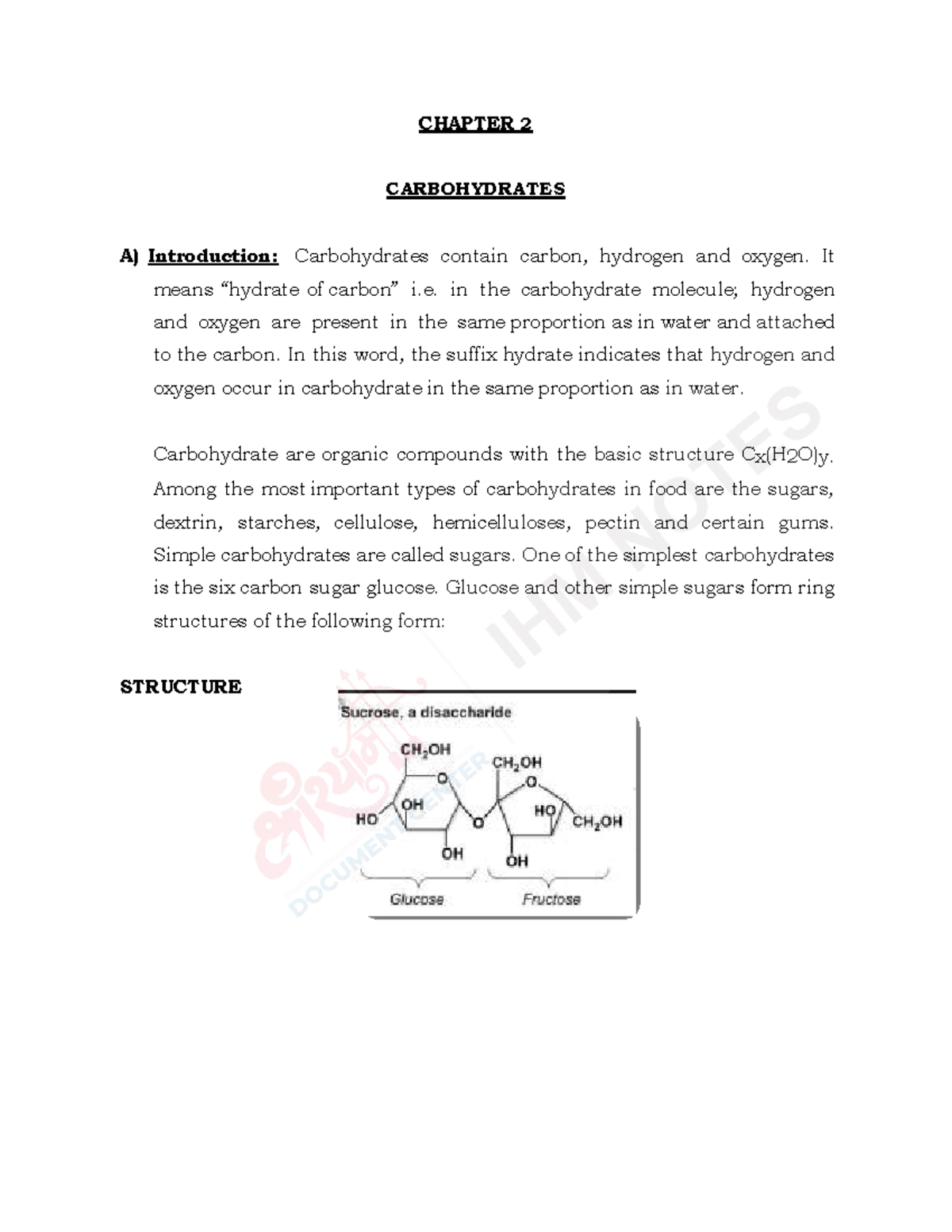 Carbohydrates - Very good - CHAPTER 2 CARBOHYDRATES A) Introduction ...