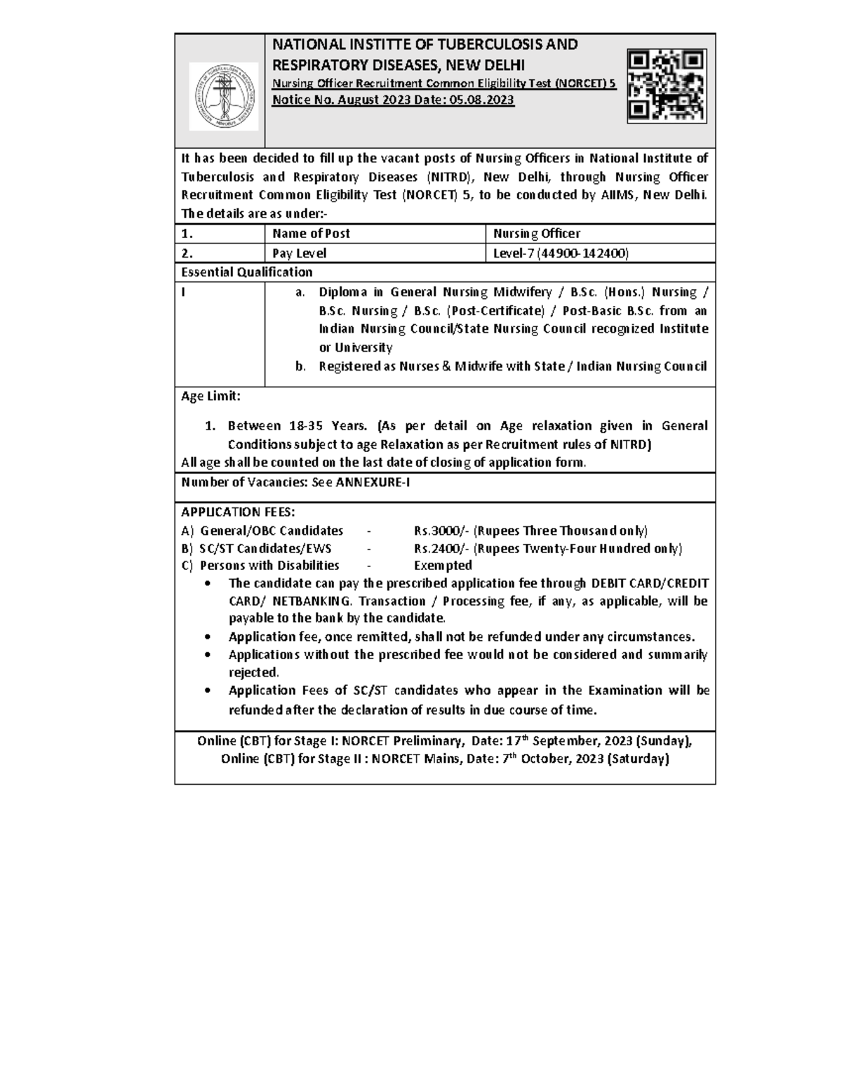 Norcet -5 Nitrd Ad - Civil war - NATIONAL INSTITTE OF TUBERCULOSIS AND ...