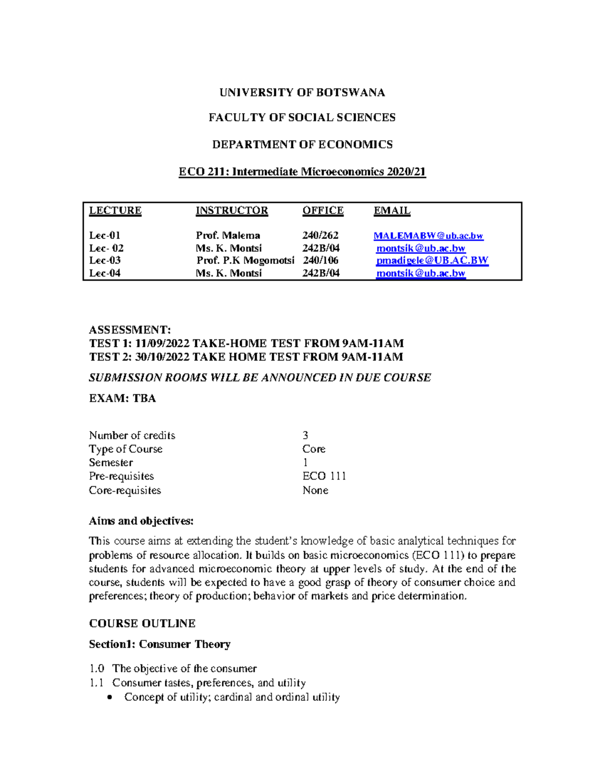 ECO 211course outline 2022 059ebc6fd3a7bfde8ffd9be45883979 c - UNIVERSITY OF BOTSWANA FACULTY OF ...