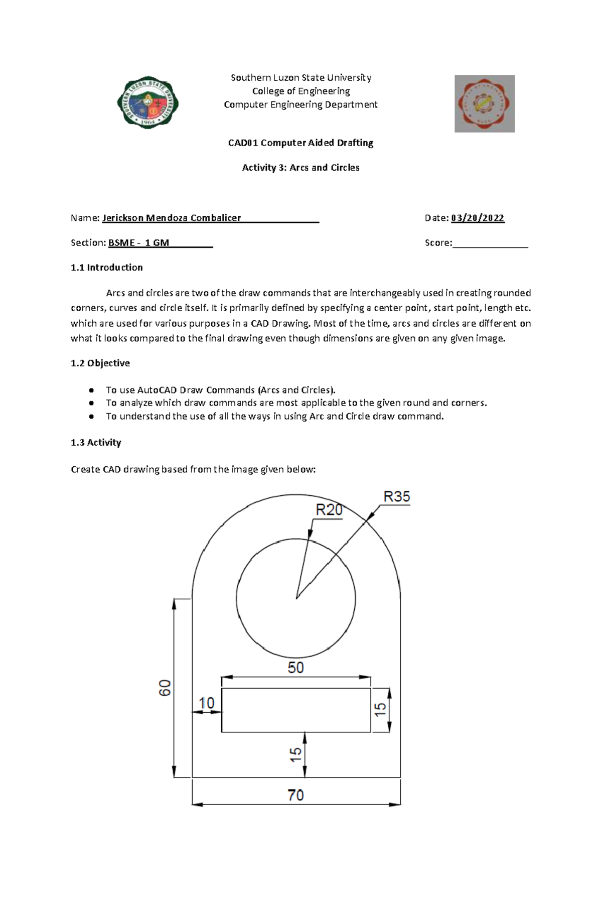 CAD01 - Activity 3 For engineers Computer aided - Southern Luzon State ...