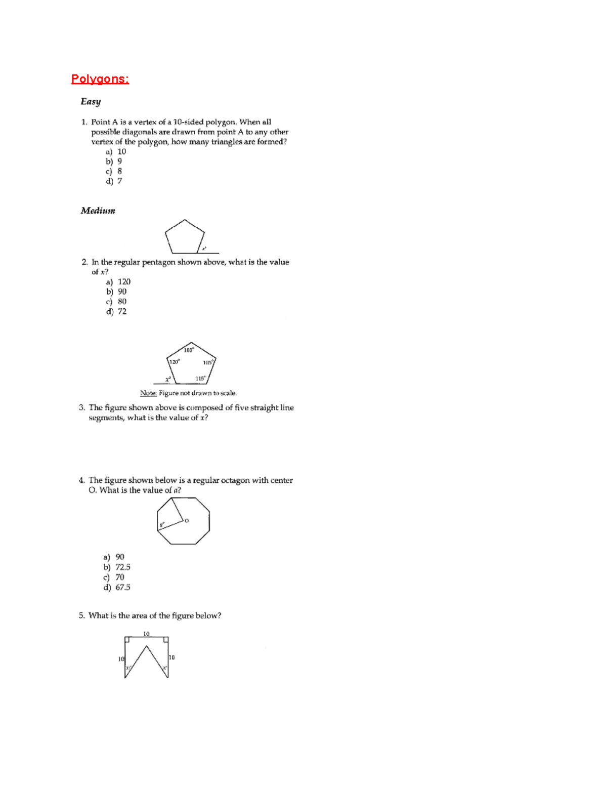 A. Polygons - MATH25600001 - Polygons: - Studocu