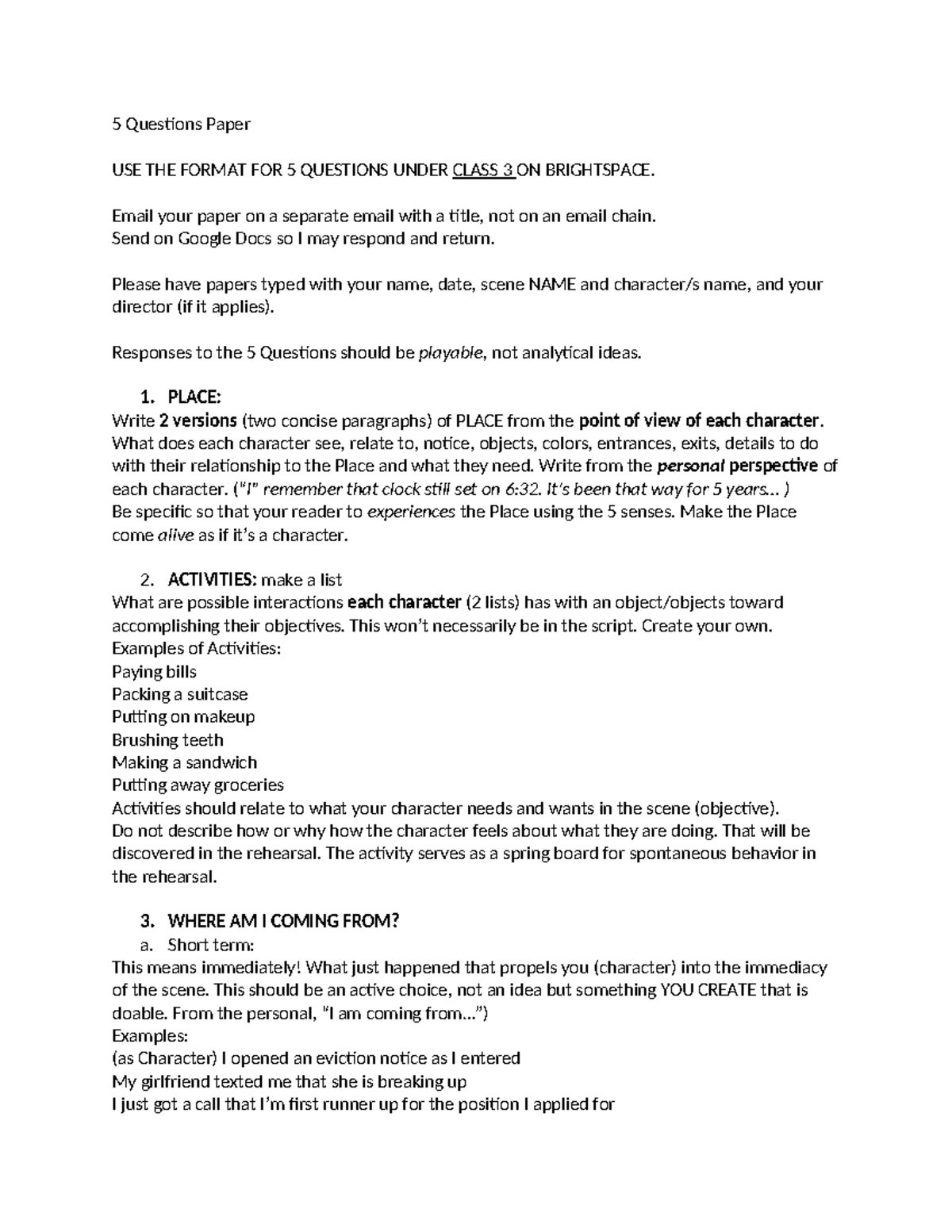 5 Questions Paper Outline - 5 Questions Paper USE THE FORMAT FOR 5 ...