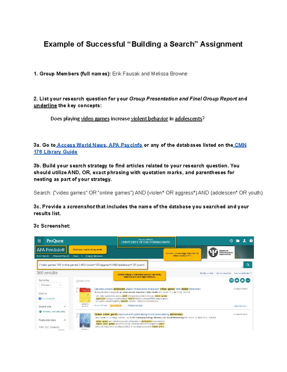 CMN176 V Build a Search Example Fall 2021 - Example of Successful