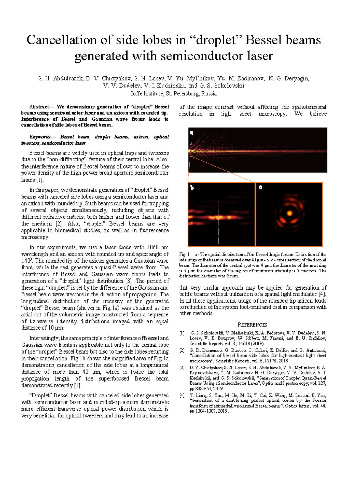 Cancellation of side lobes in droplet Bessel beams generated with ...