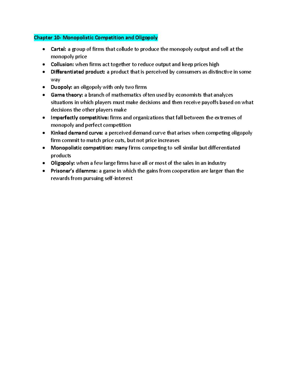 Econ chapter 10 - Professor: Mark D. Agee - Chapter 10- Monopolistic ...