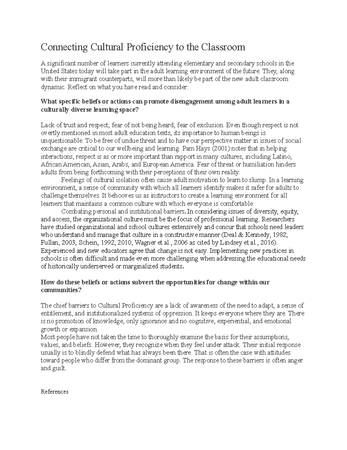 ED5342 u07d02- Connecting Cultural Proficiency in the Classroom ...