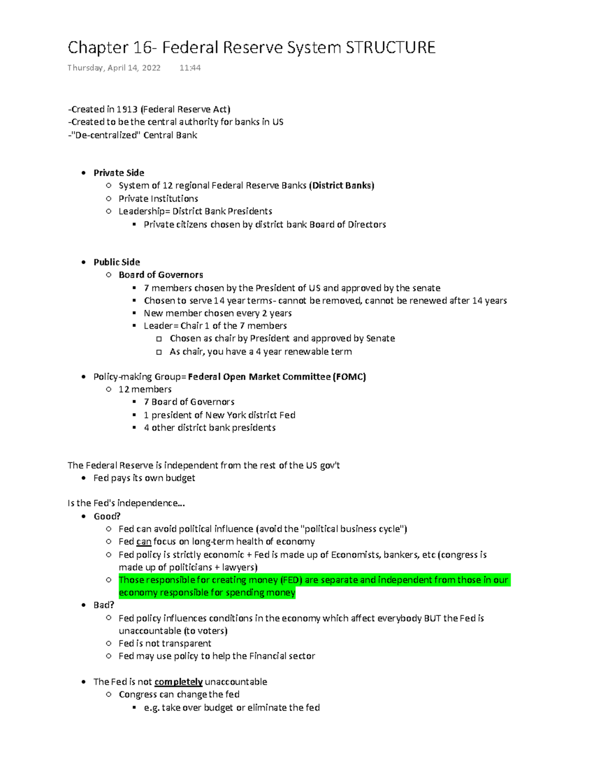 Econ Ch. 16 - Chapter 16 notes for Dr. David Bowes' Econ 333 class ...
