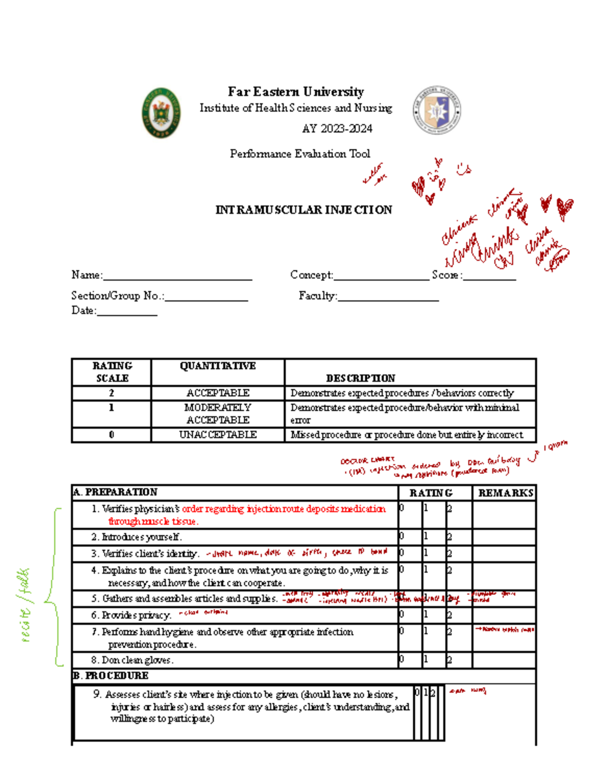 IM Checklist revised 2024 ver 2 - Far Eastern University Institute of ...