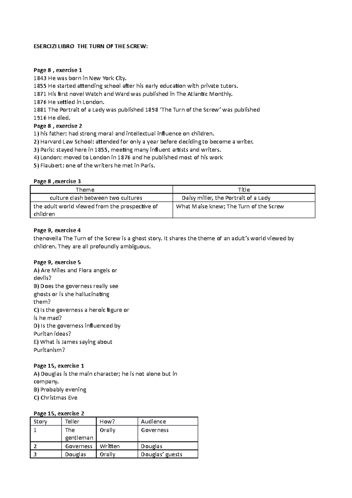Laboratorio DI Lingua - ESERCIZI LIBRO THE TURN OF THE SCREW: Page 8 ...