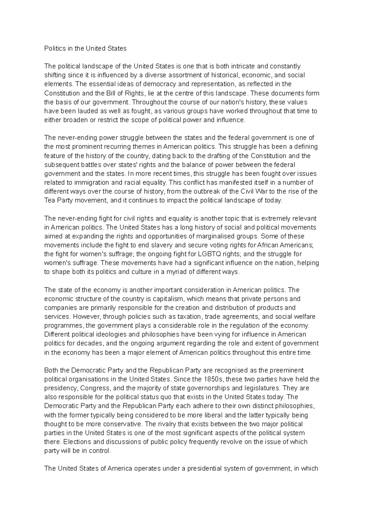 U.S. Politics - The never-ending fight for civil rights and equality is ...