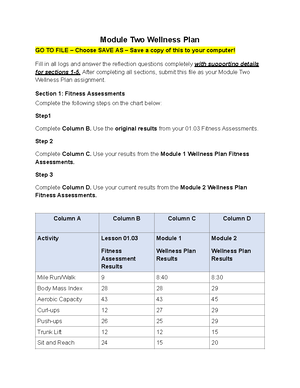 Module one wellness plan - Module One Wellness Plan GO TO FILE – Choose ...