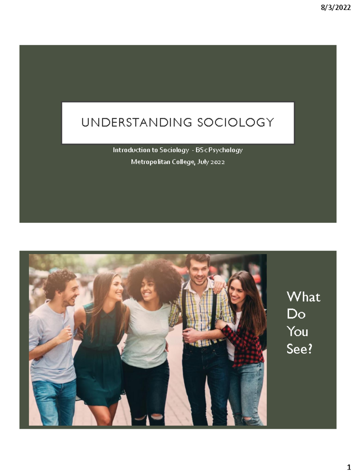 01 SOC Understanding Sociology - UNDERSTANDING SOCIOLOGY Introduction ...