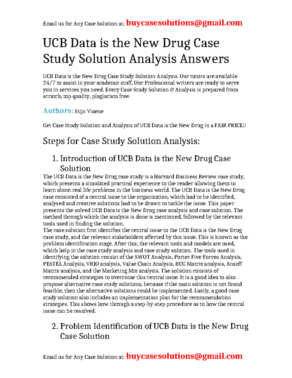 Case Solution UCB Data is the New Drug - UCB Data is the New Drug Case ...