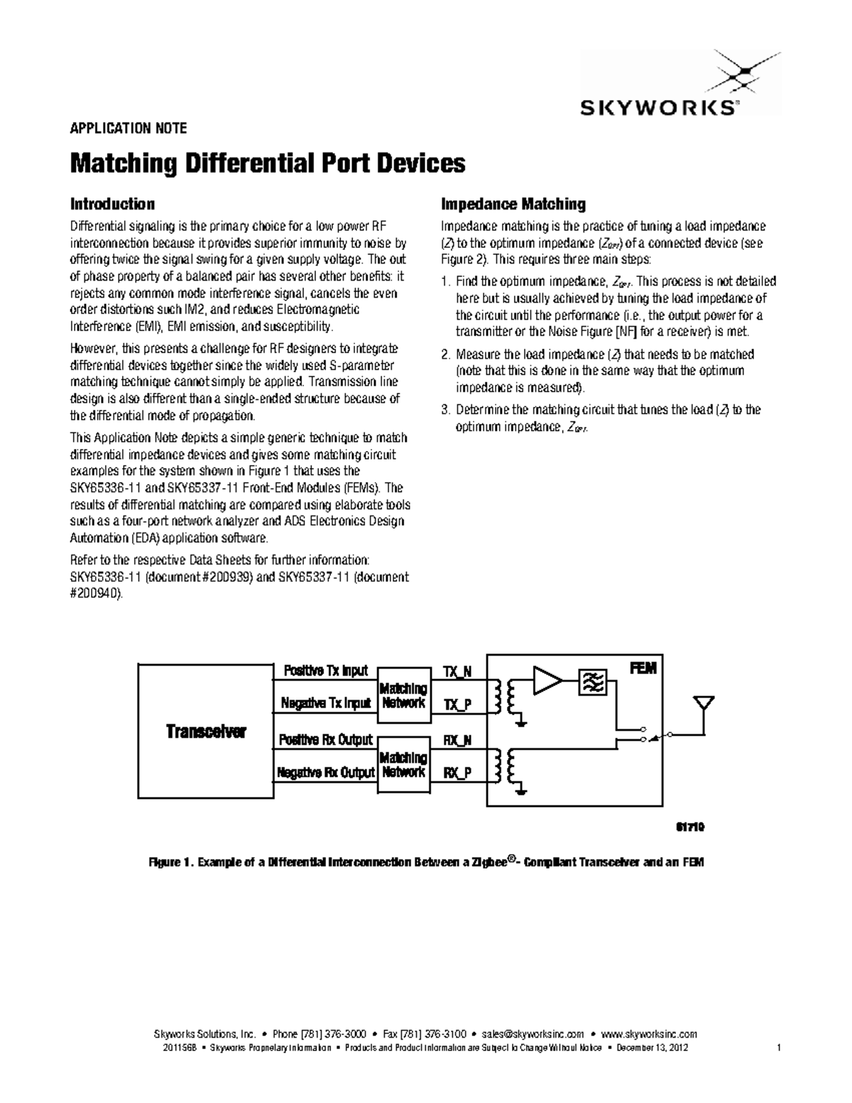 Matching Differential Port Devices - Skyworks Solutions, Inc. • Phone ...