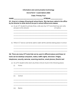 P6 Question paper - Information and Communication Technology End of ...