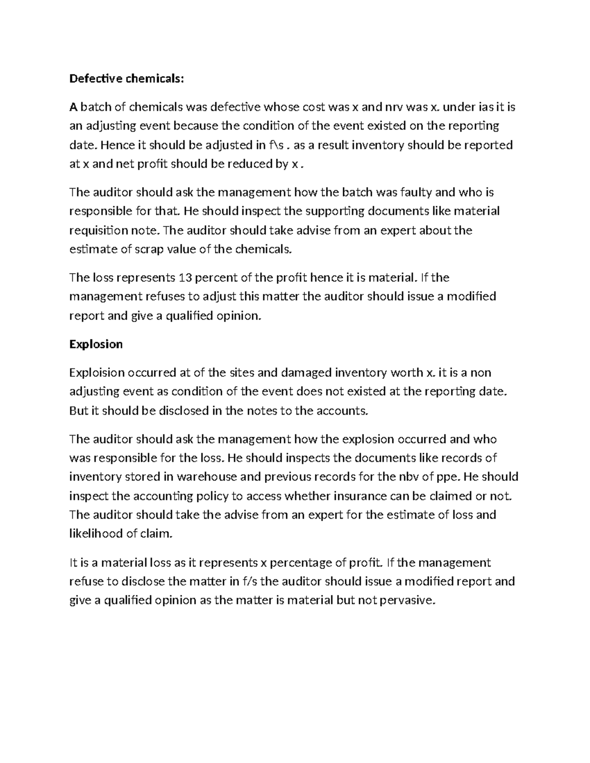Pumphies co solution - Defective chemicals: A batch of chemicals was ...