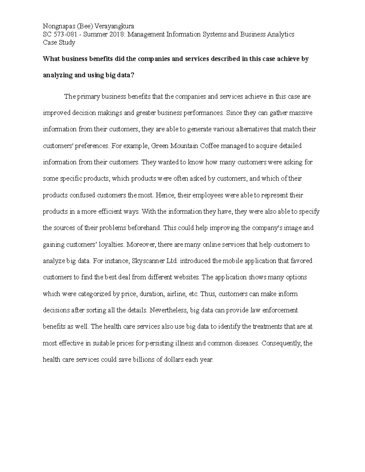 Case Study Ch6 MIS - SC 573-081 - Summer 2018: Management Information ...