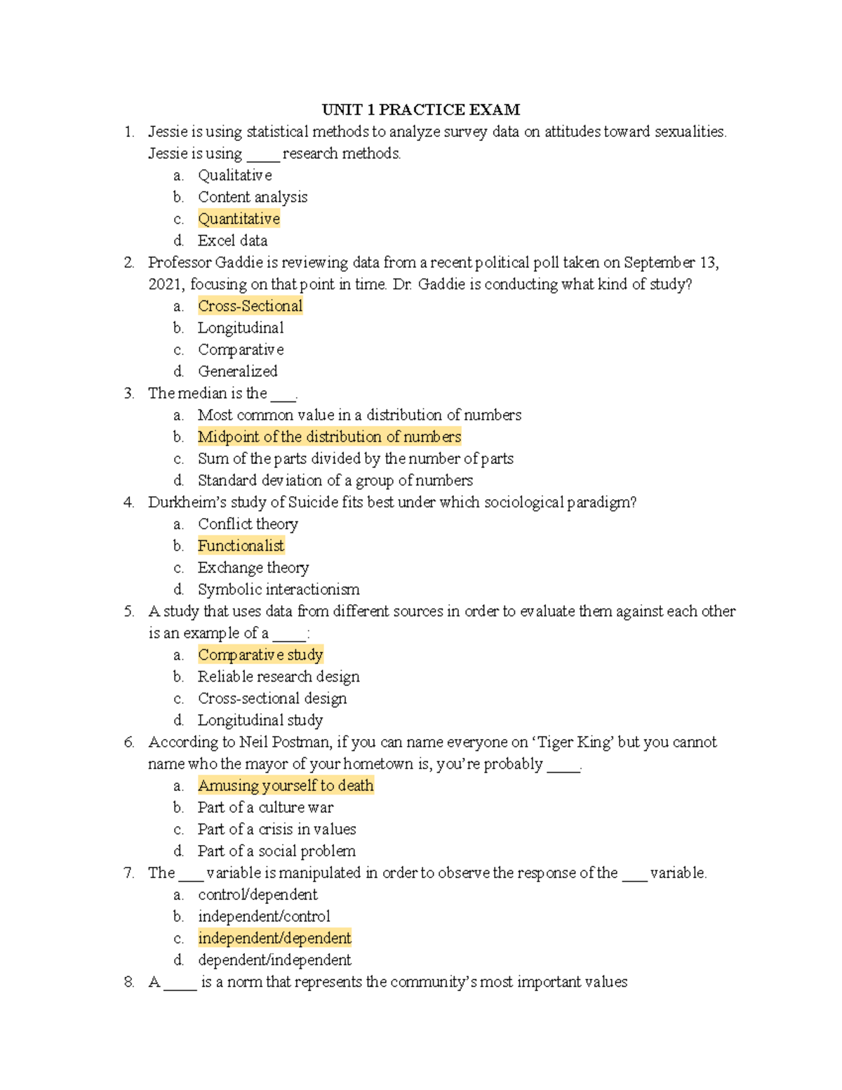 UNIT 1 Practice EXAM - n/a - UNIT 1 PRACTICE EXAM Jessie is using ...