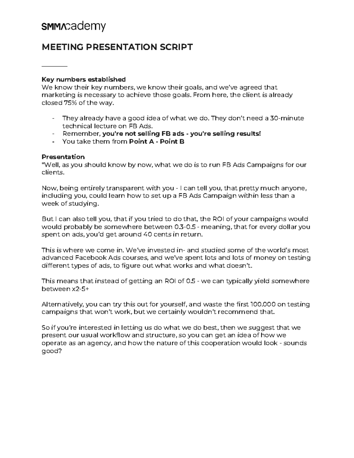 03-Meeting Script - Presentation - MEETING PRESENTATION SCRIPT ...