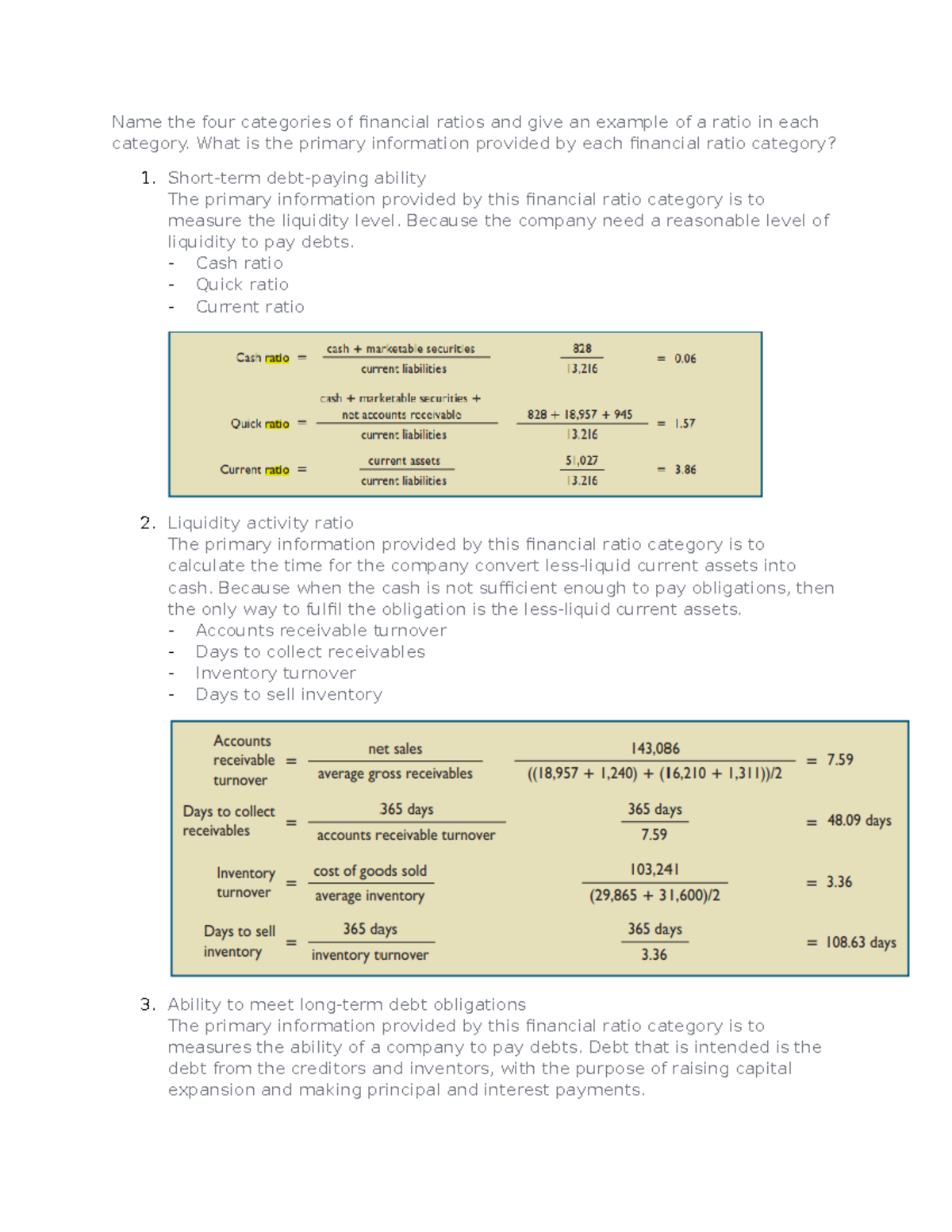 Concept Check 4 - this is summary about common ratio used in audit ...