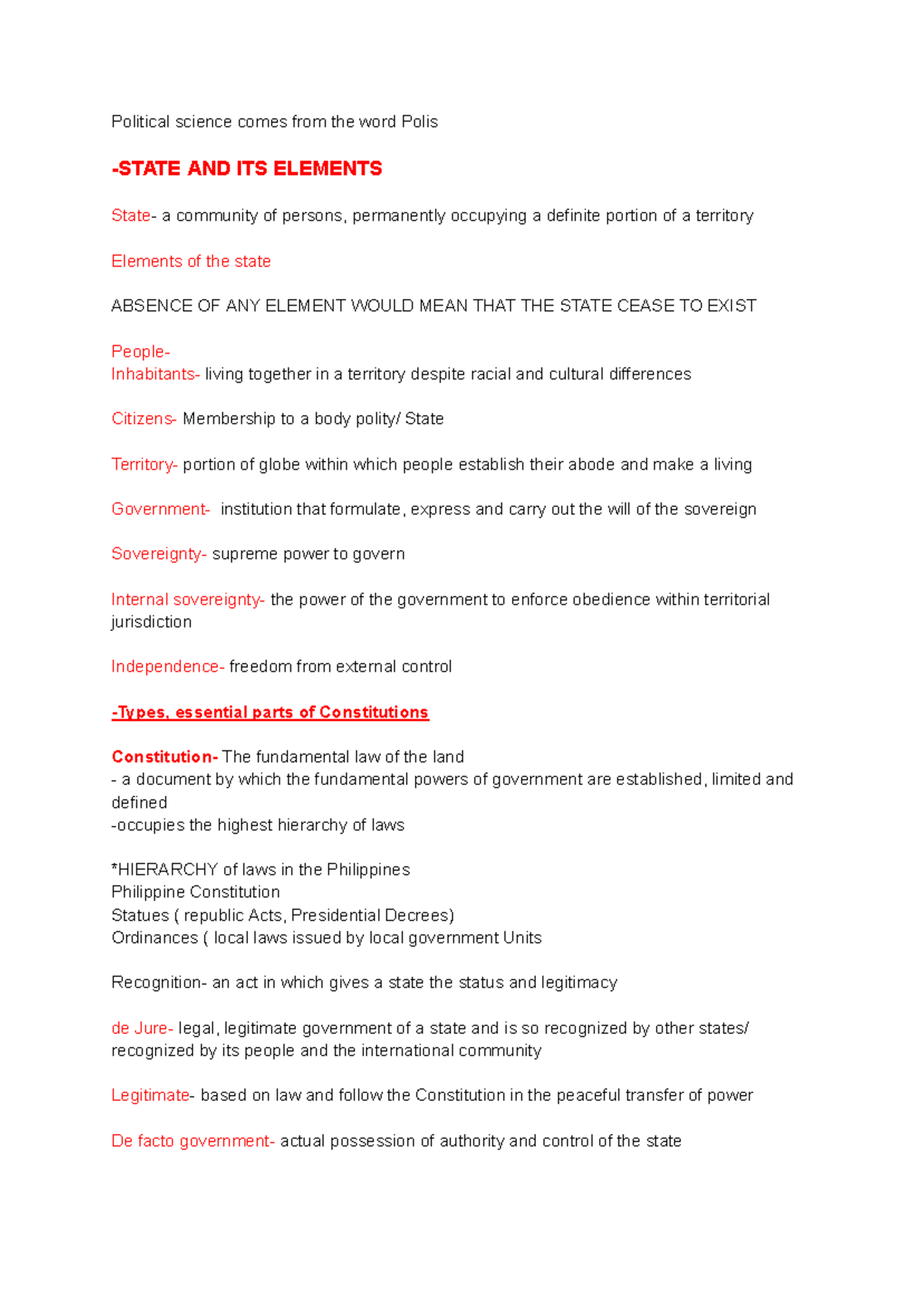 Philippine Constitution - Political science comes from the word Polis ...