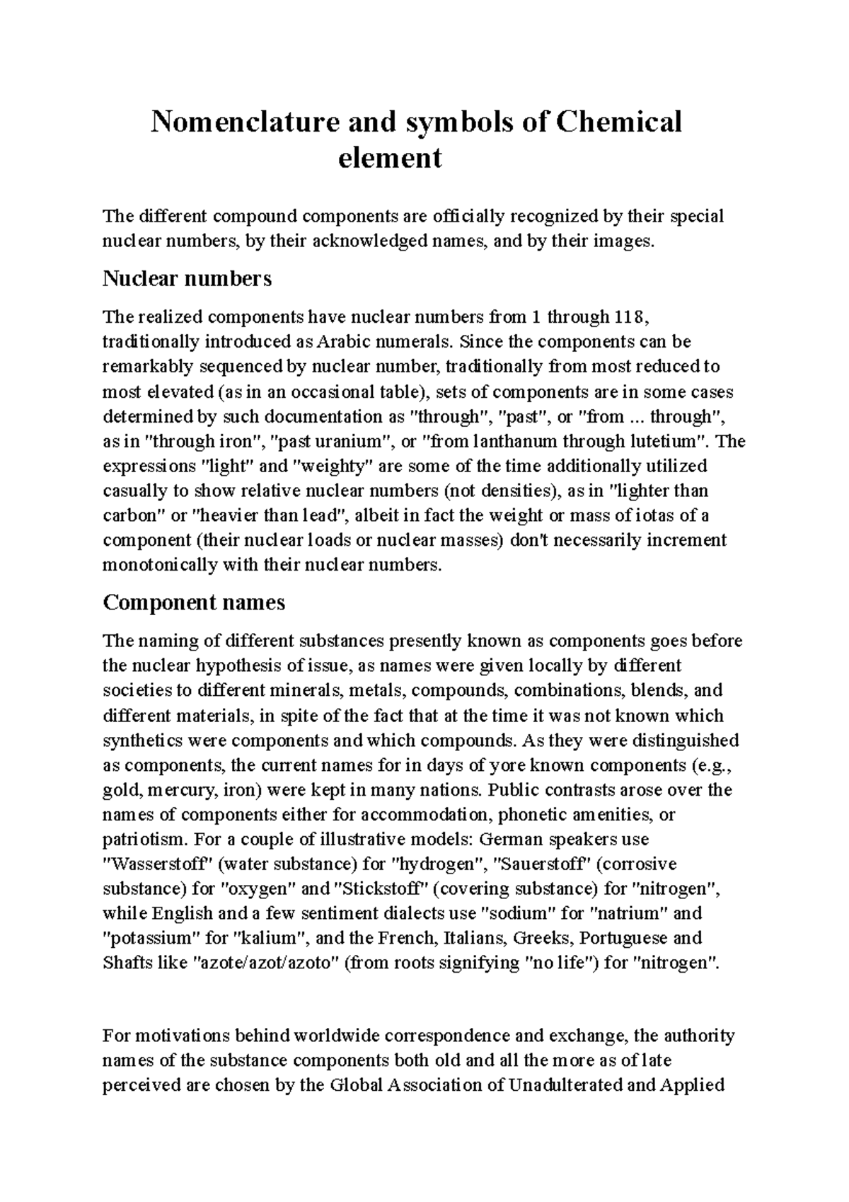 Nomenclature and symbols of Chemical - Nomenclature and symbols of ...