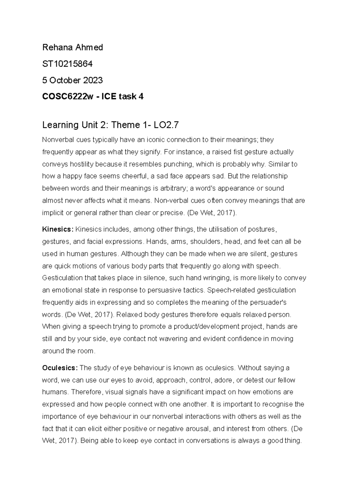 R.A cosc ice task 4 - COSC6222 ice task 4 - Rehana Ahmed ST 5 October ...