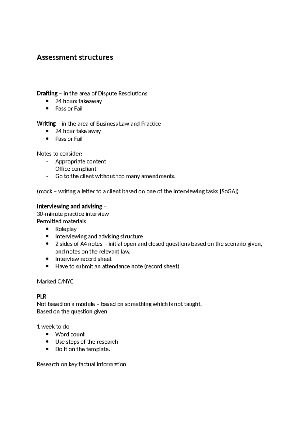 Assessment structures - Assessment structures Drafting – in the area of Dispute Resolutions 24 ...