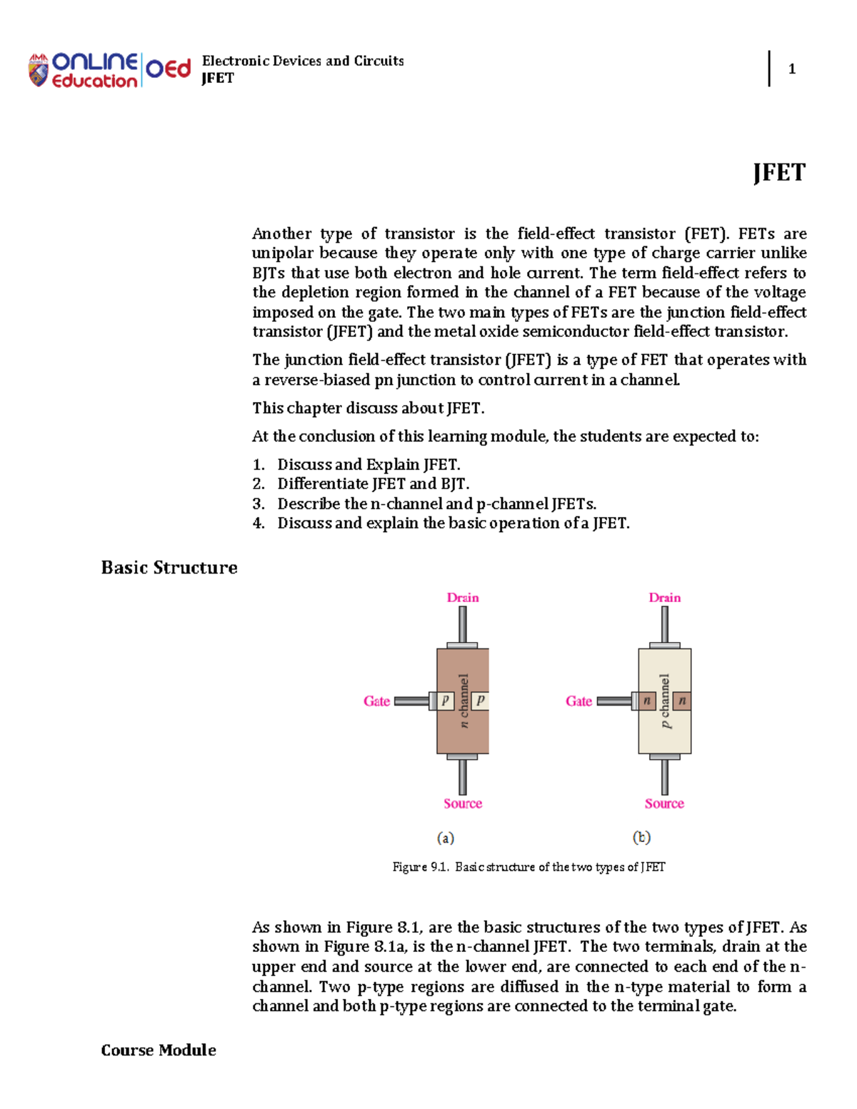 Week 9 - JFET - enjoy, i hope this help - Electronic Devices and ...
