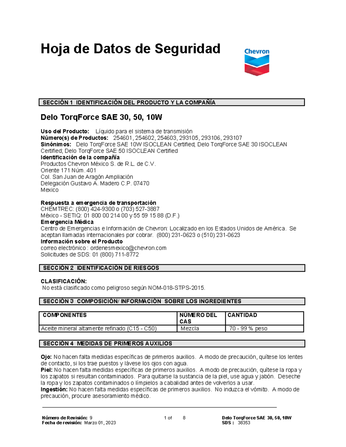 MSDS - SAE 30 - ASDFASDF
