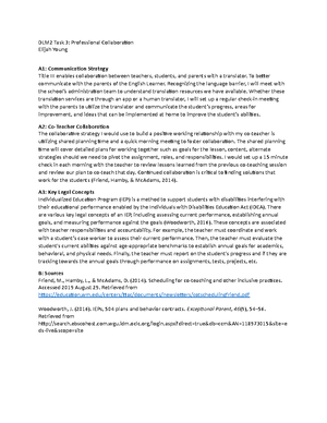 DIM4 TASK 1 - DIM4 TASK 1: ASSESSMENT PLANNING Elijah Young A: Learning ...