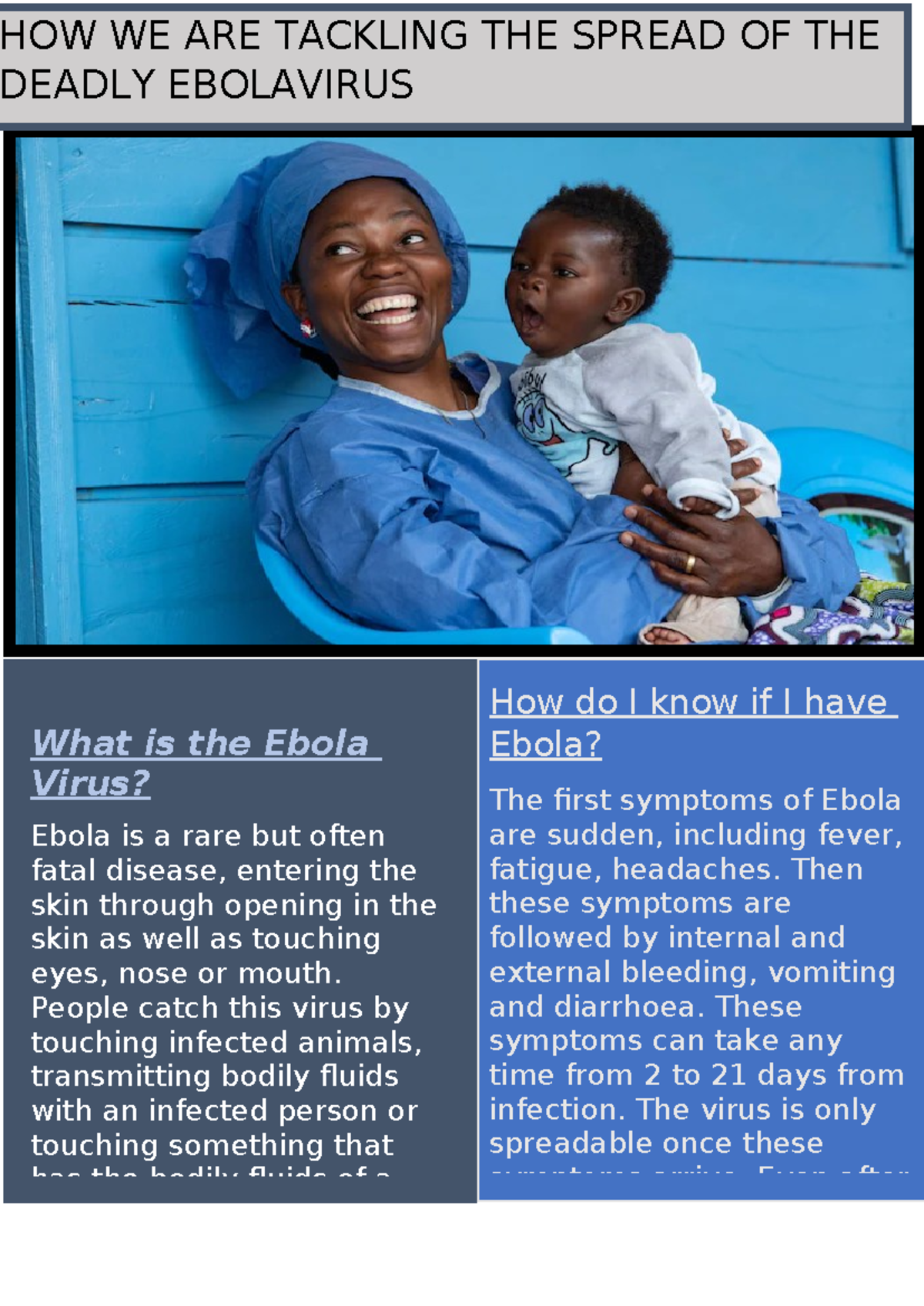UNIT 12B - BTEC APPLIED SCIENCE - What is the Ebola Virus? Ebola is a ...