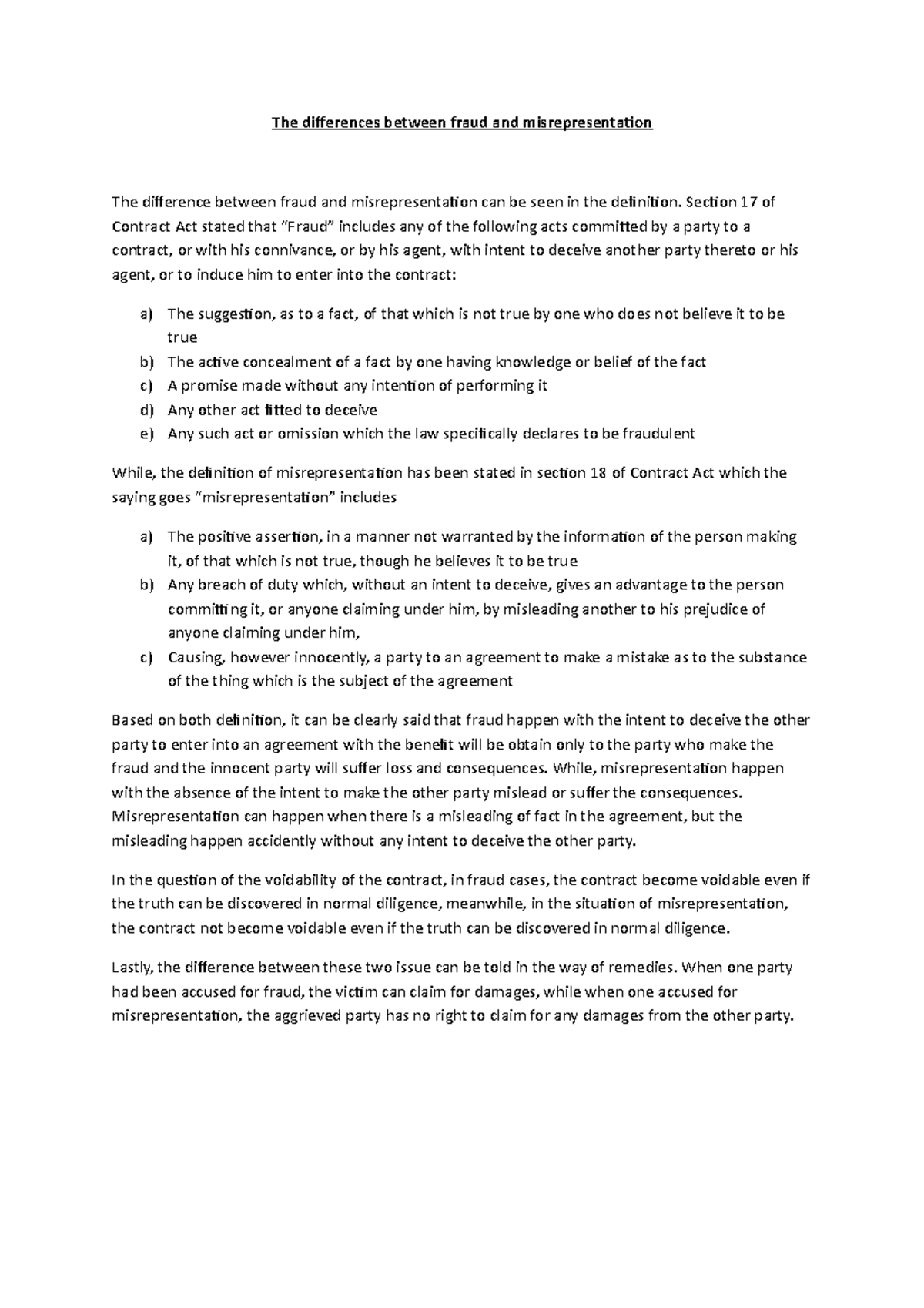 Forum Fraud and Misrepresentation - The differences between fraud and ...
